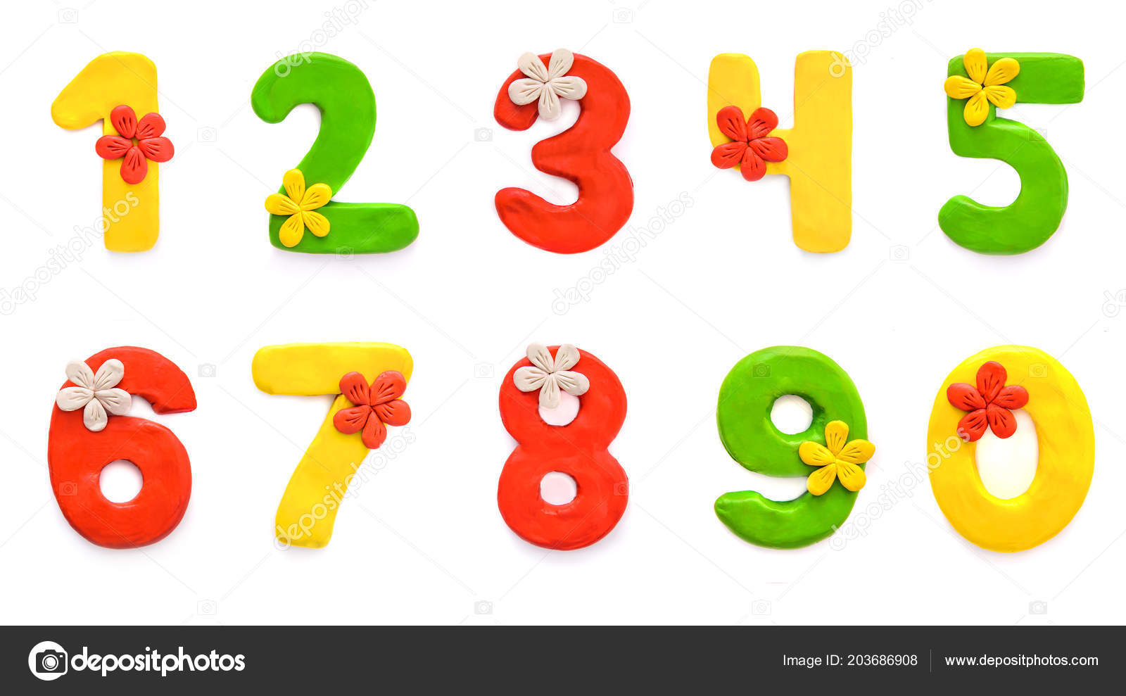 Bright Numbers Made Colored Children's Plasticine Set Isolate White ...