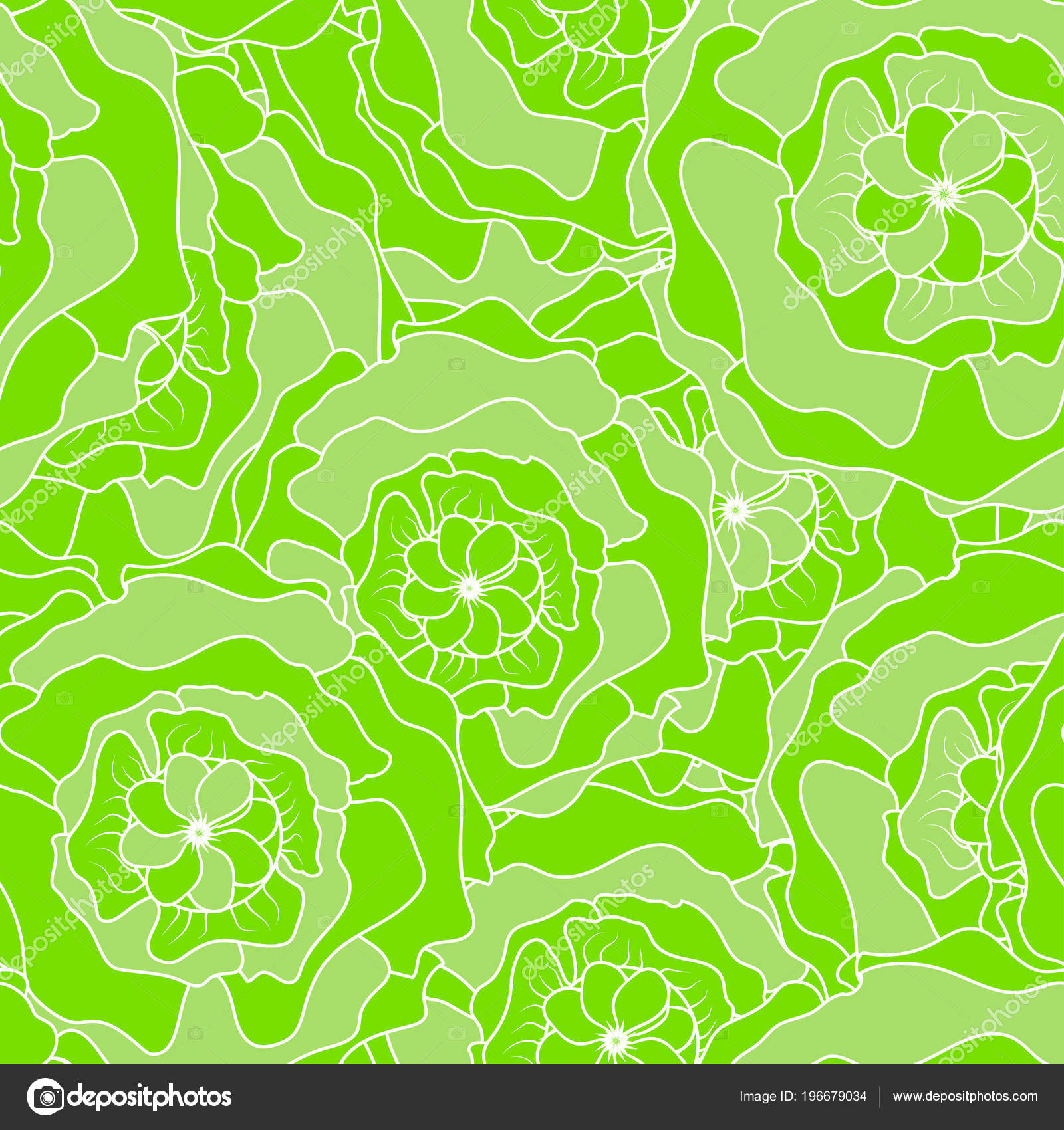 Green Line Flower Seamless Pattern Background Stock Vector by ©bsenva ...