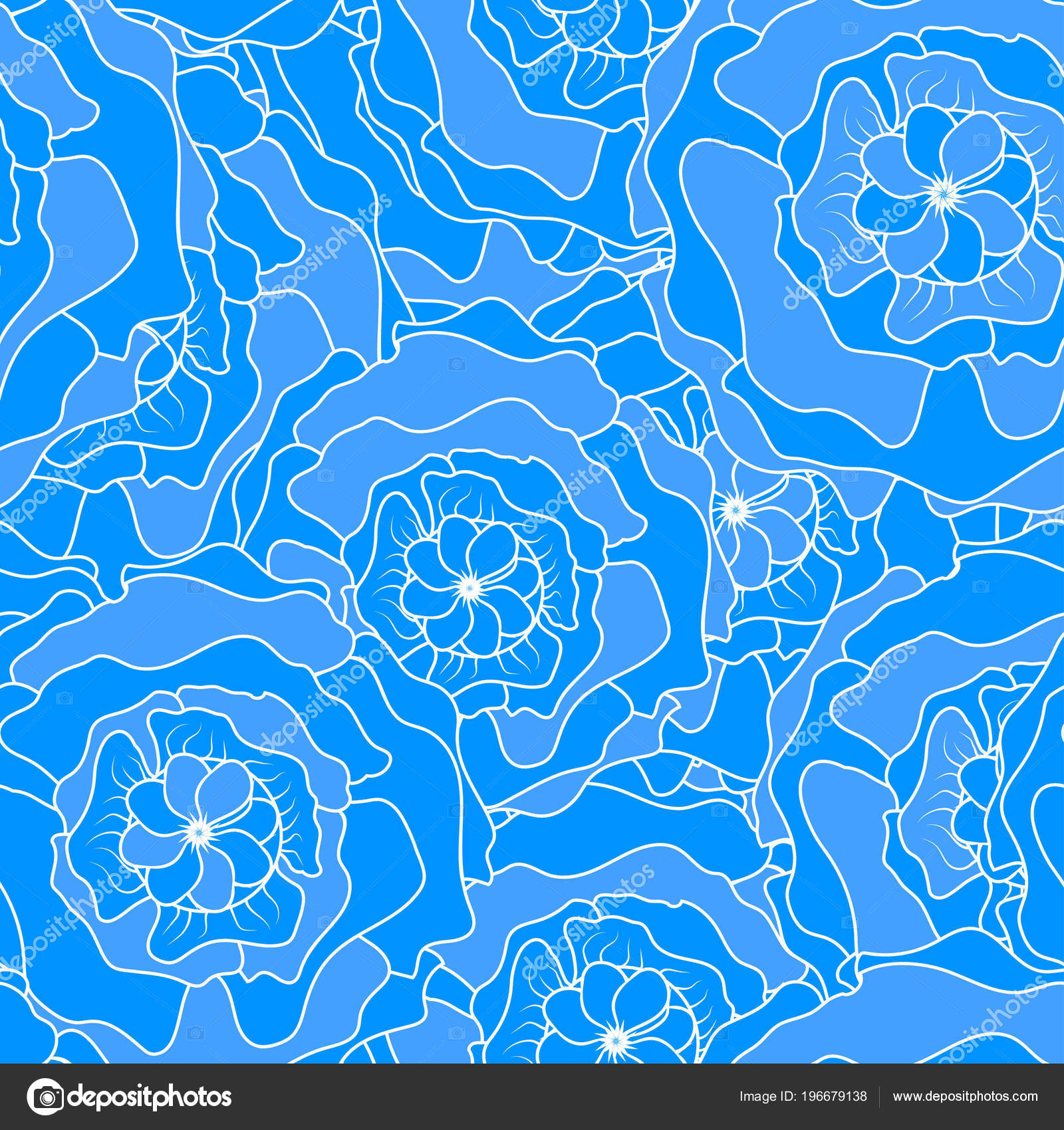Blue Line Flower Seamless Pattern Background Stock Vector by ©bsenva ...