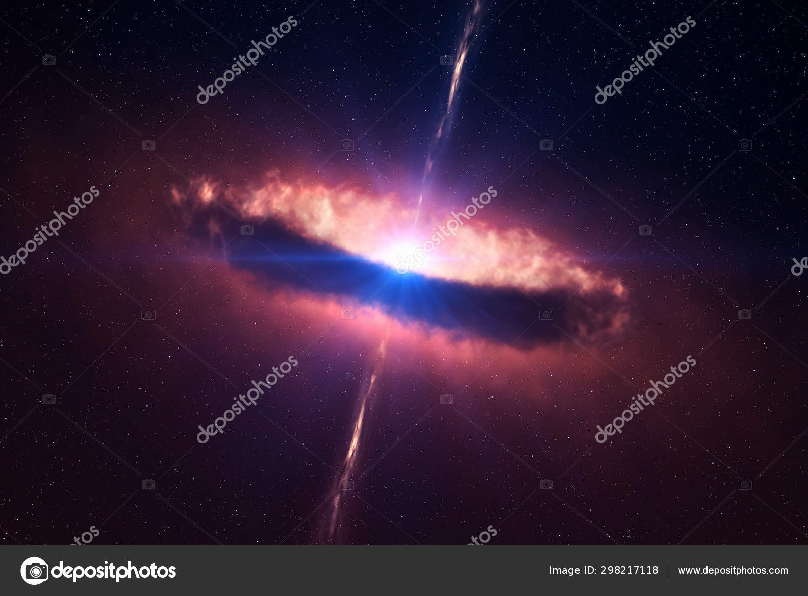 Bright, red-dark quasar in deep space. Elements of this image were ...