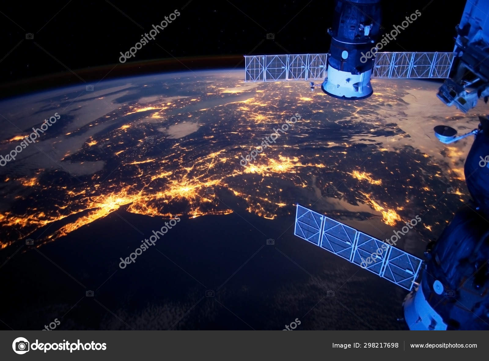 Planet earth at night from space. From Europe and Africa. Elements of ...