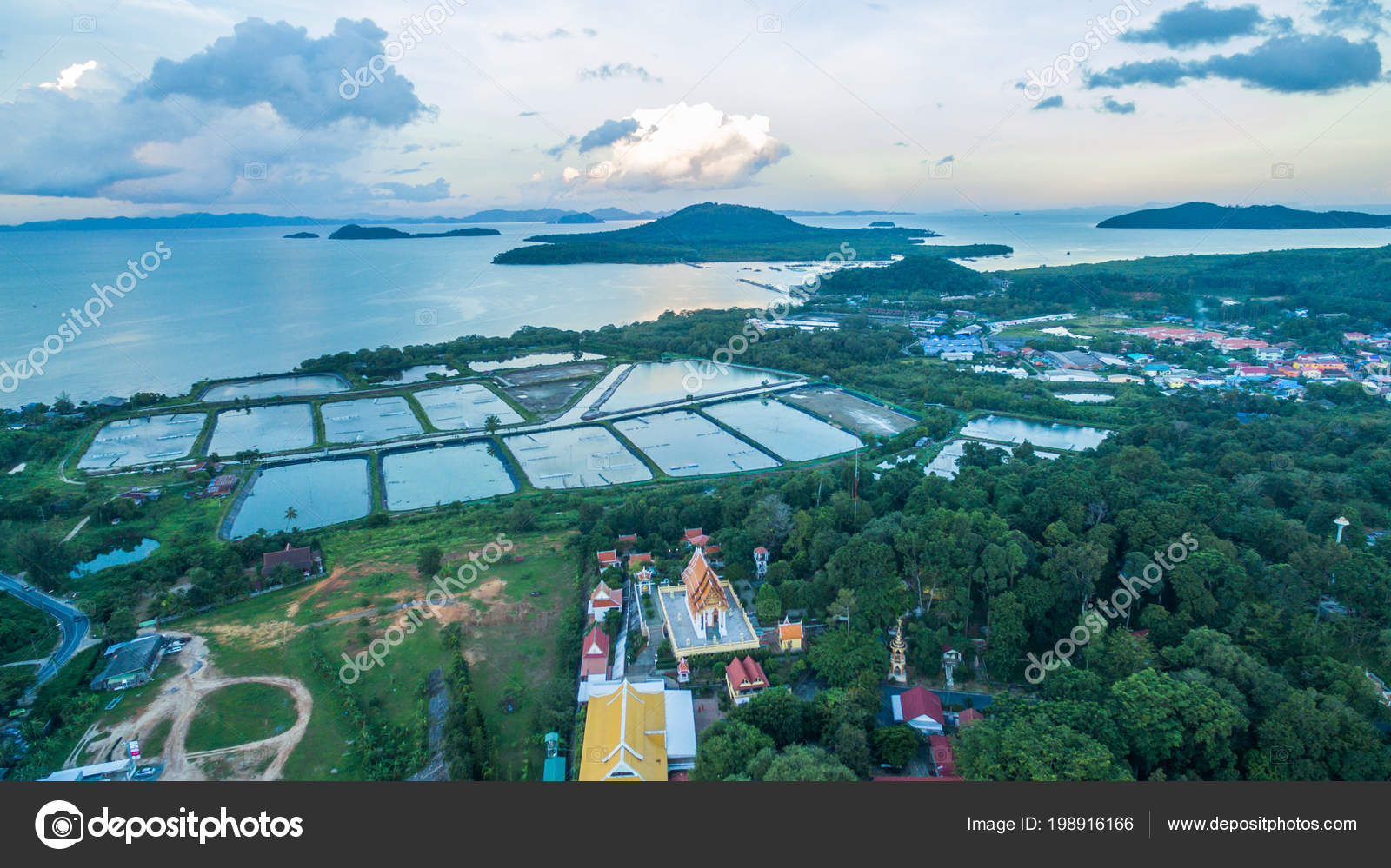 Aerial Nice View Status Looking Sea Sapam Temple Hill Close — Stock ...