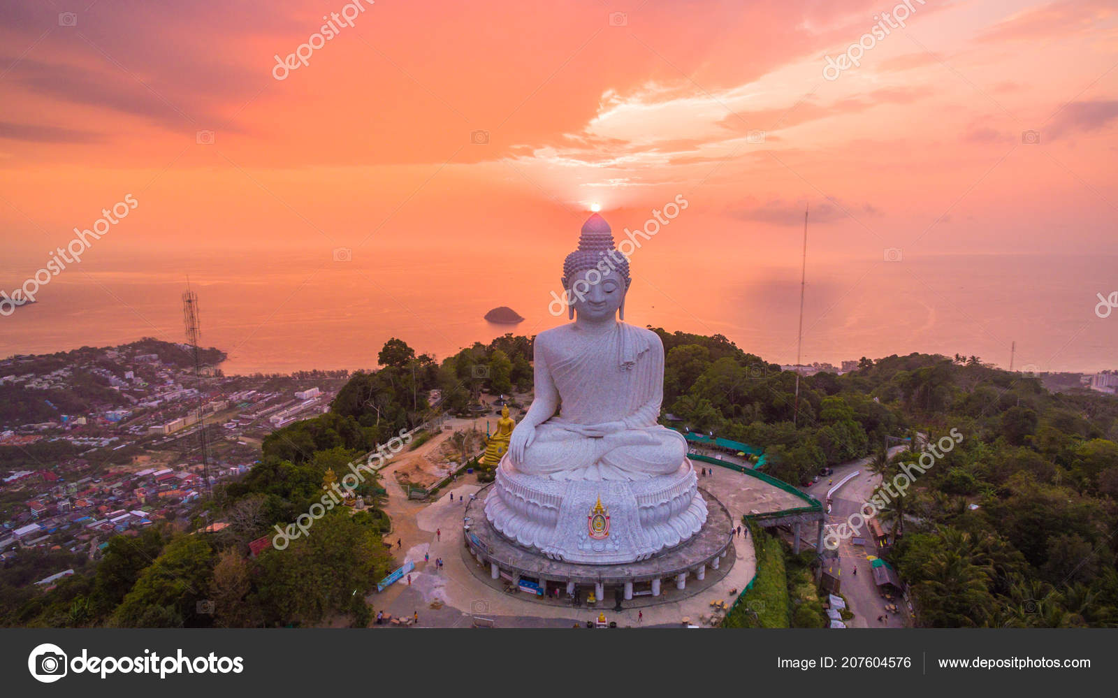 Stunning Panoramic View Phuket White Big Buddha Landmark Phuket Island ...