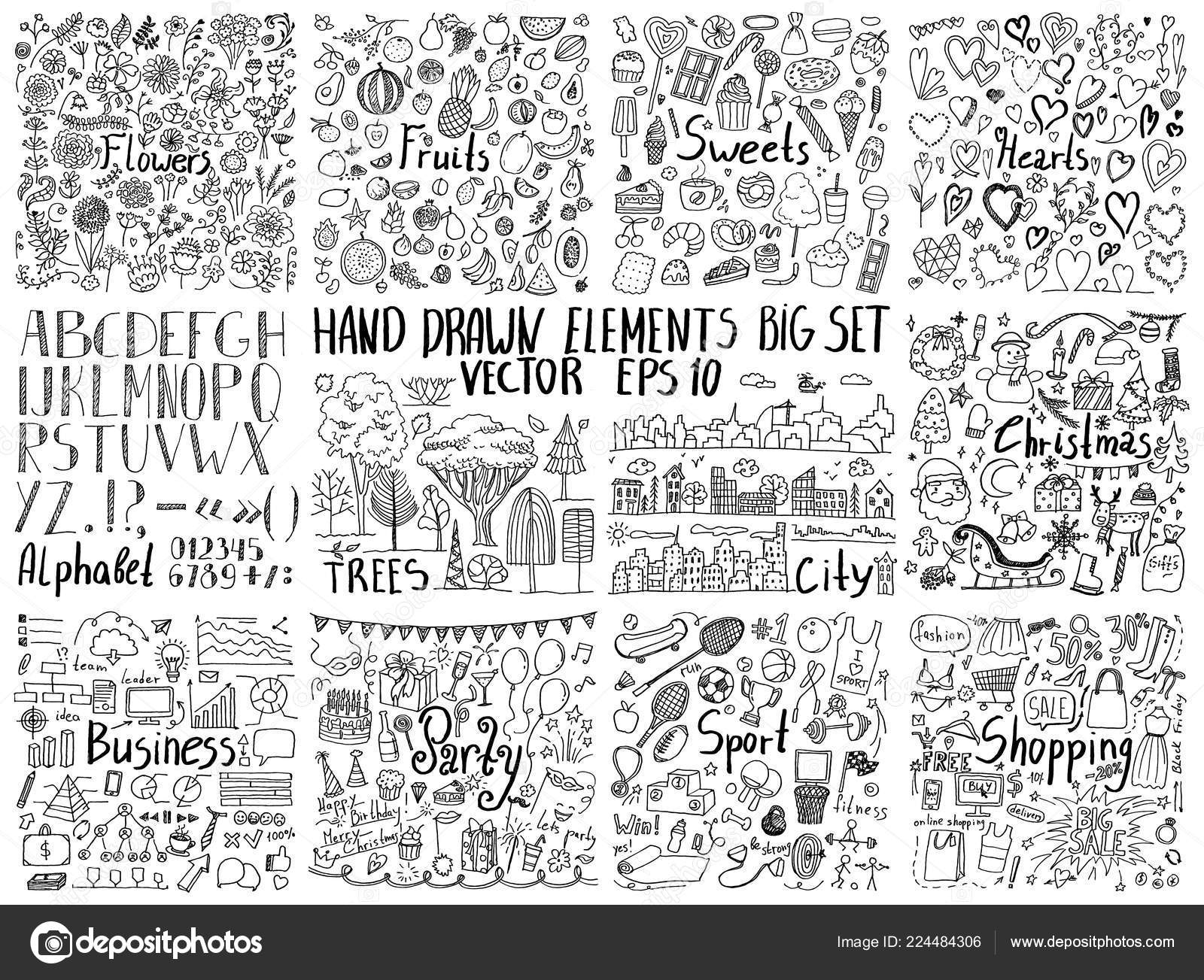 Big collection of hand drawn elements Stock Vector Image by ©VMK ...