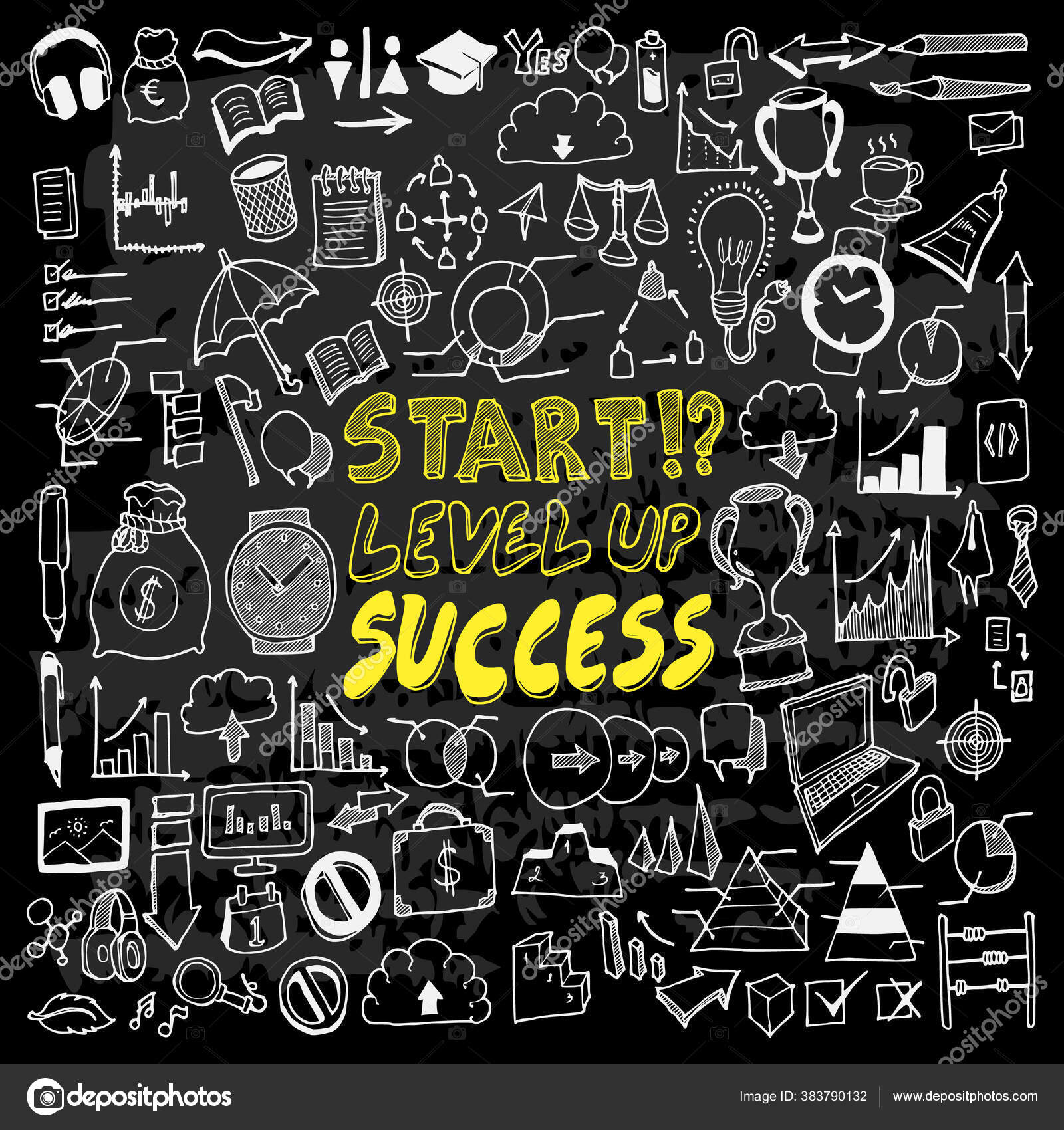 Set Business Drawing Illustration Hand Drawn Doodle Sketch Line Vector ...