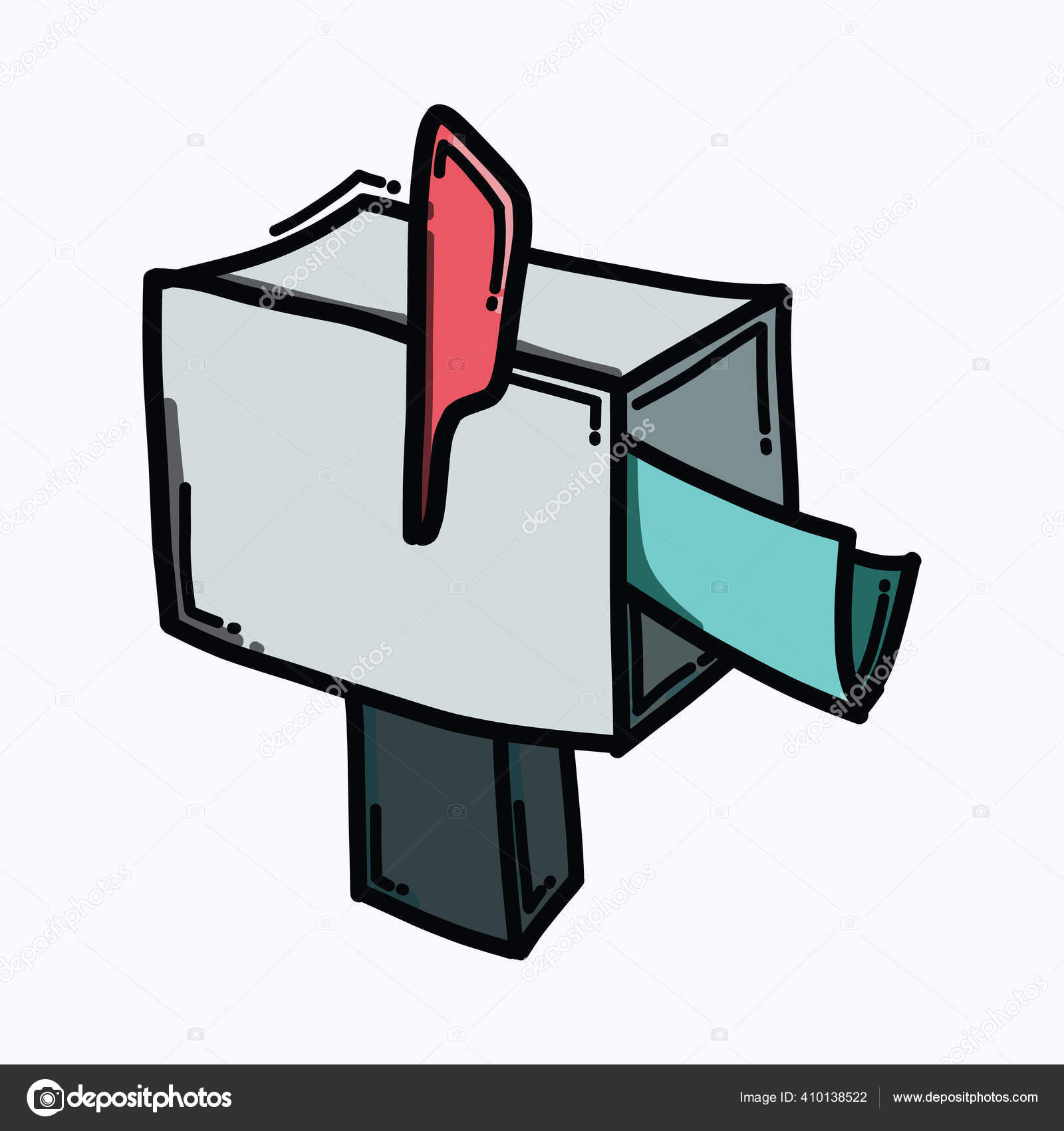 Buzón Icono Vector Color Dibujo Boceto Ilustración Dibujado Mano Línea ...