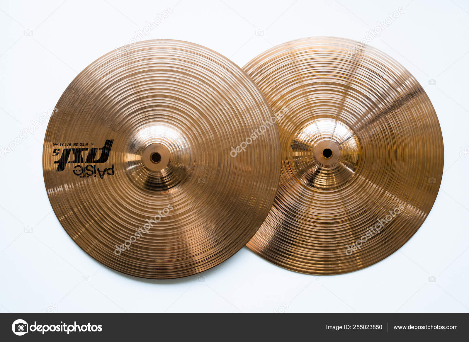 Drum Plate Drum Set White Background Musical Cymbals Top View Stock ...