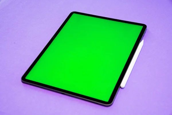 Ipad Iphone New Tablet Black Background Keyboard Pen Green Screen ...