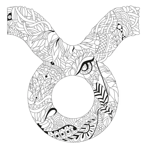 Taurus zodiac sign cute cartoon character retro zentangle stylized in ...