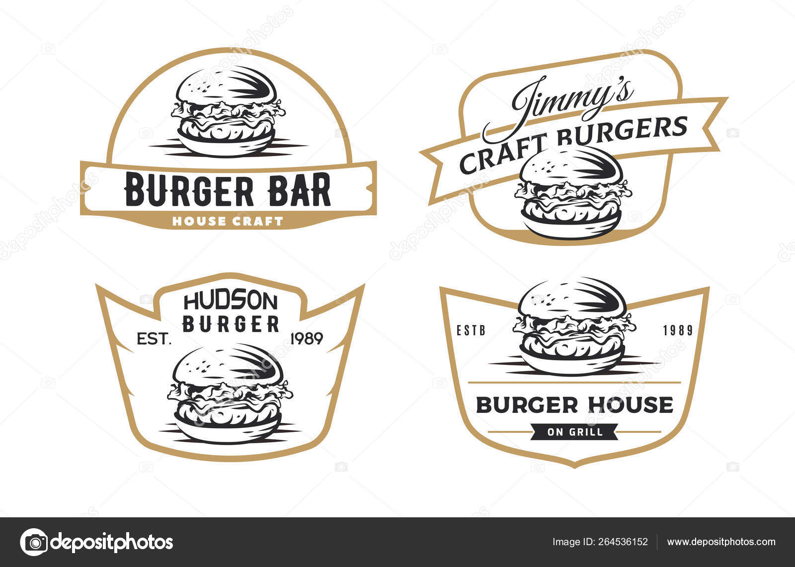 Set of burger emblems, badges and logo. Stock Vector Image by ...