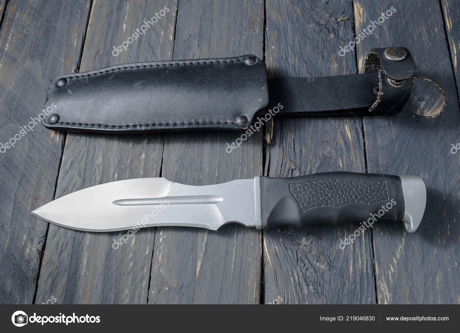Large Danger Knife Leather Case Military Knife — Stock Photo © vzwer ...
