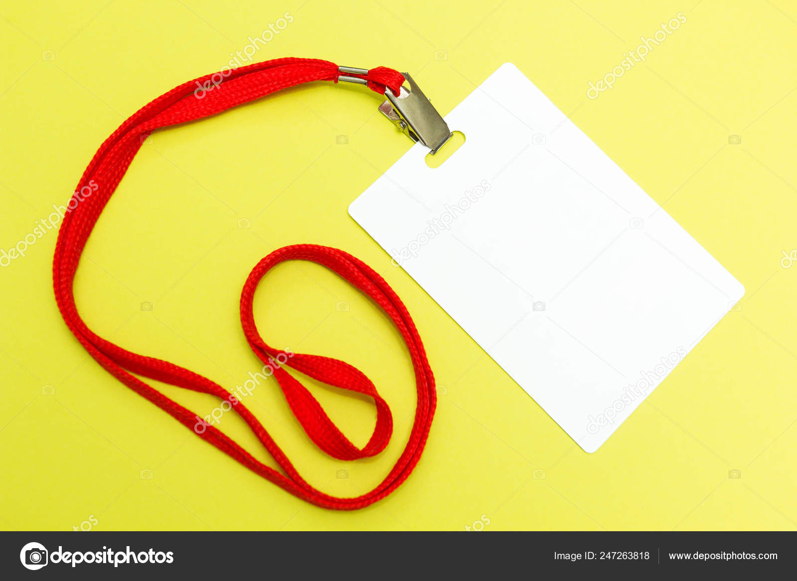 Blank Badge Mockup Isolated Yellow Background Plain Empty Name Tag ...