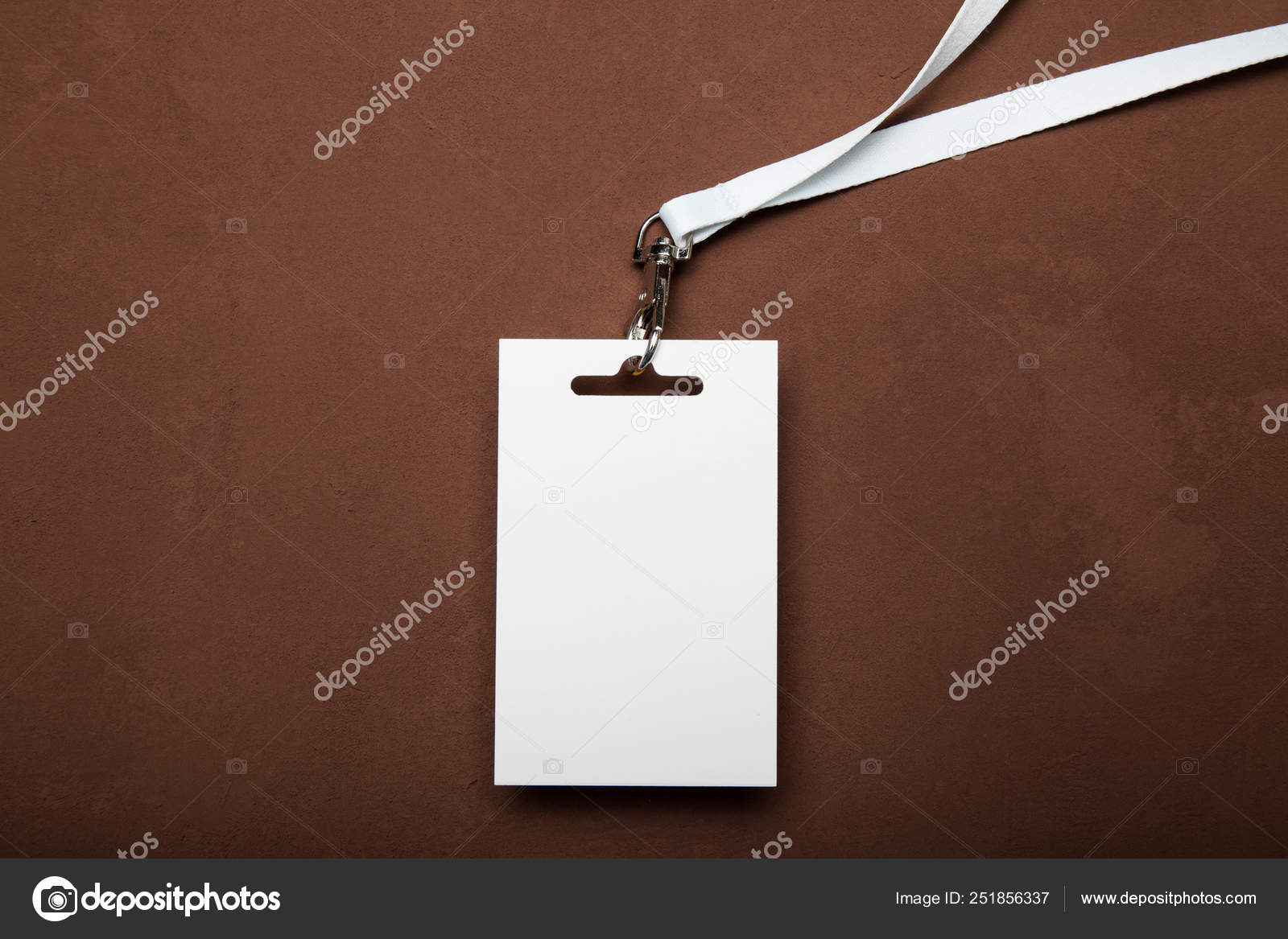 Name Tag with white ribbon and transparent plastic paper holder. Stock ...