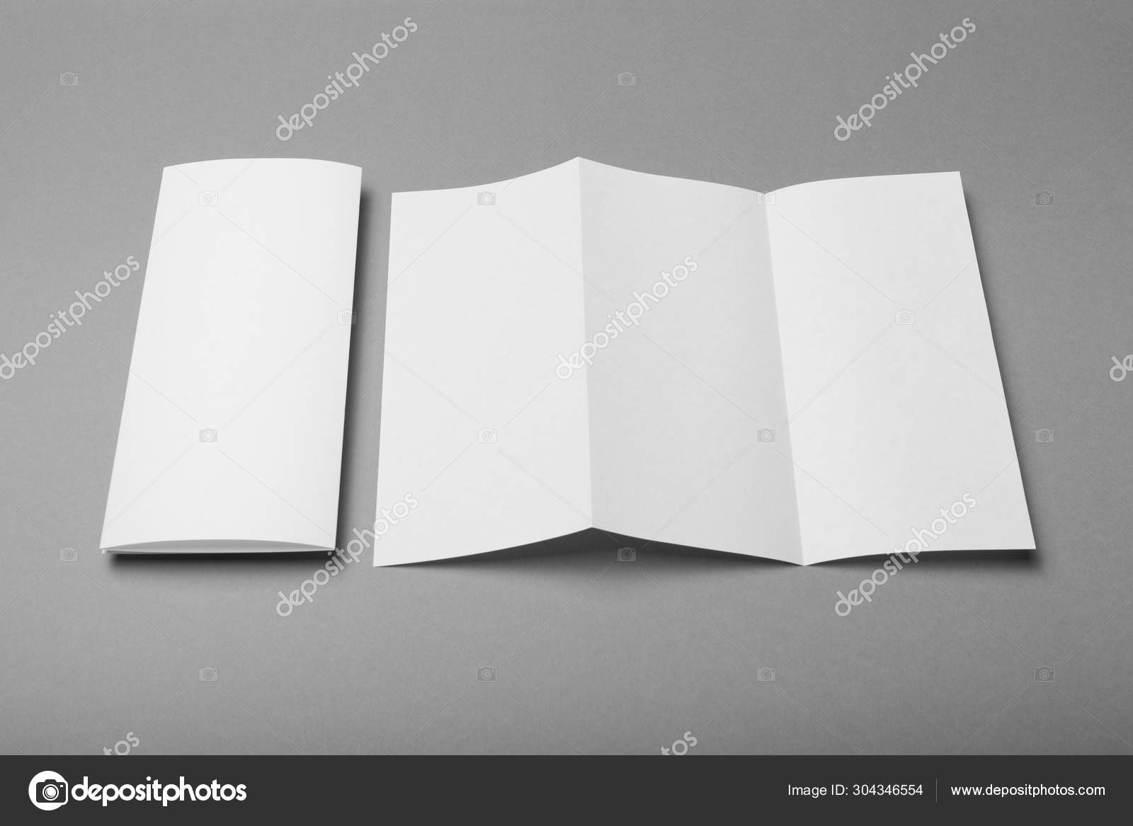 White empty fold leaflet tri fold DL flyer brochure, mockup. — Stock ...