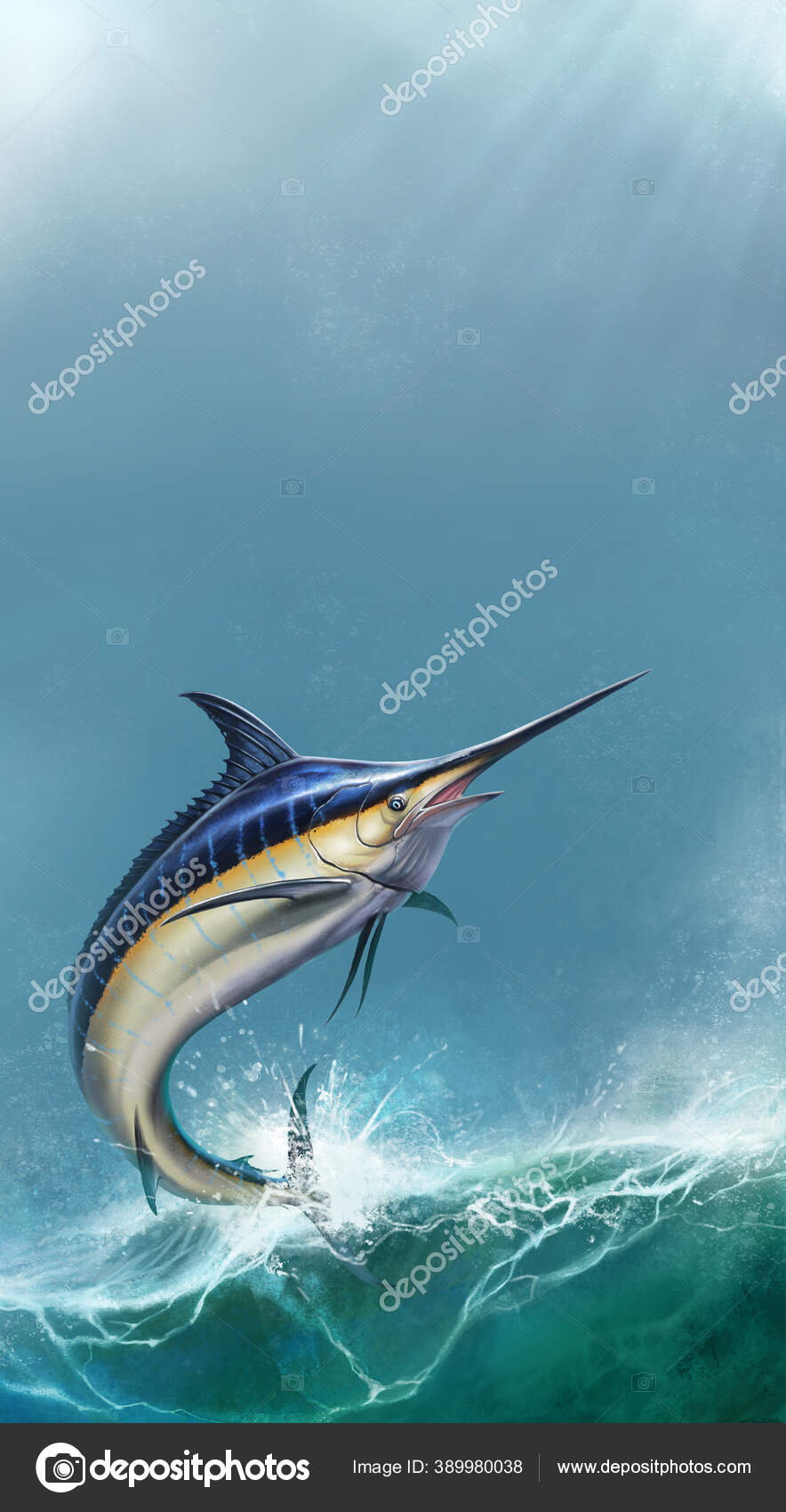 Marlin Jumping Out Of Water