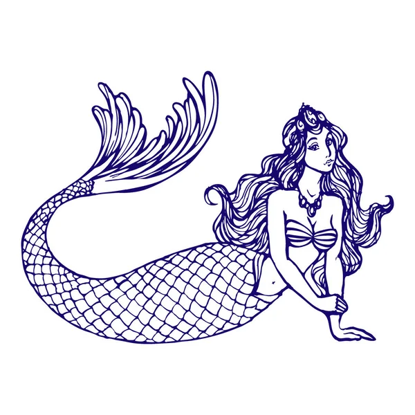 Simple Mermaid Outline Drawing
