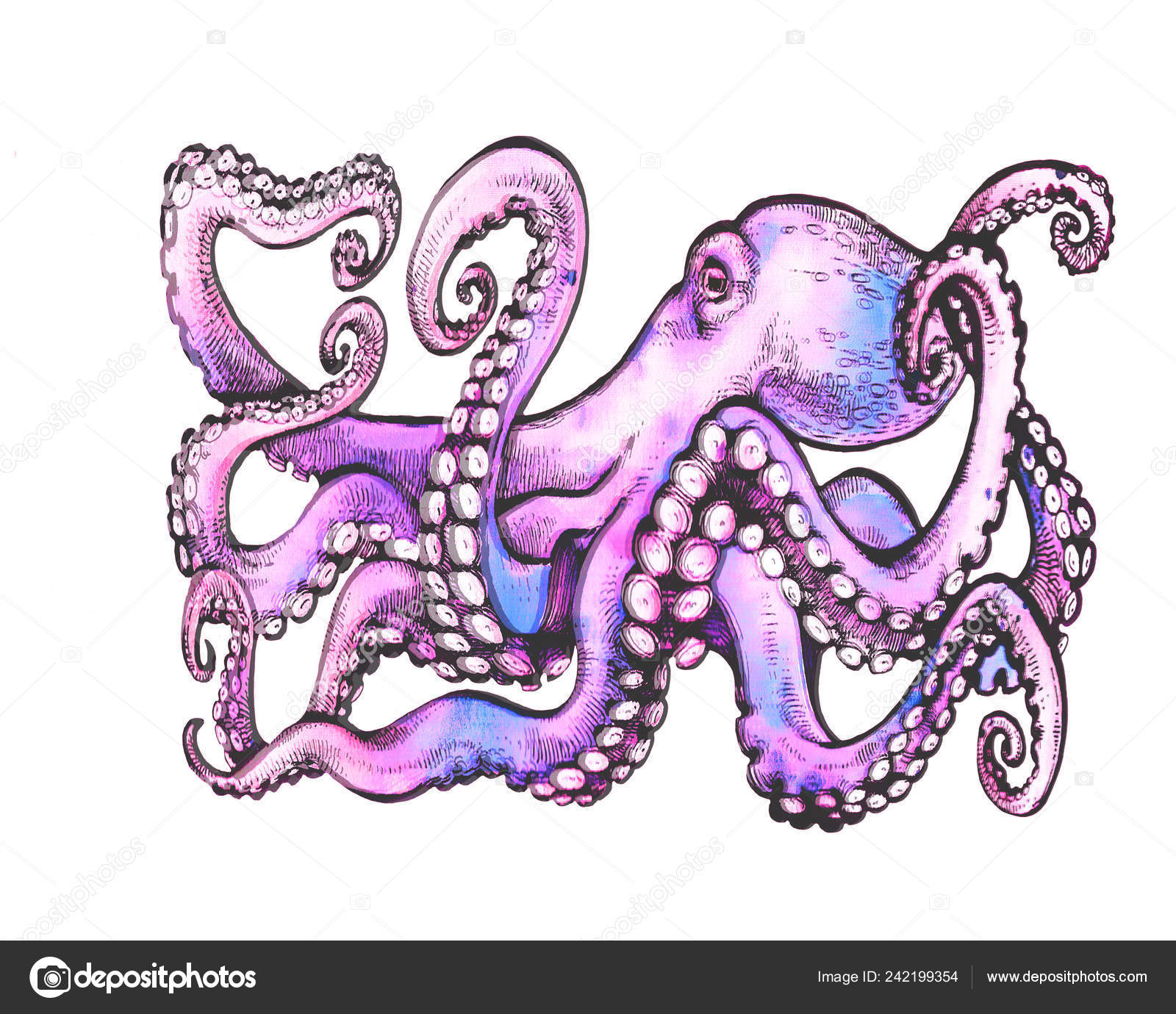 Purple Octopus Tattoo