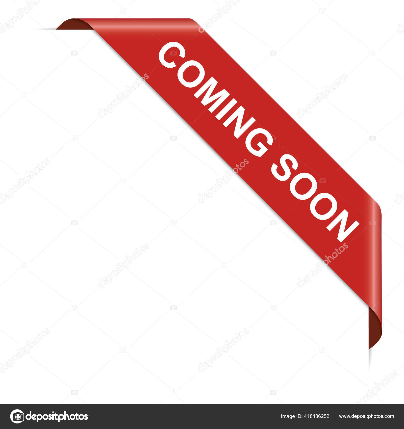 Coming Soon Red Corner Ribbon Banner White Background Stock Vector by ...