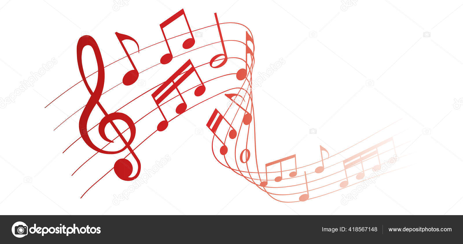 Red Musical Notes Melody White Background Vector Illustration Stock ...