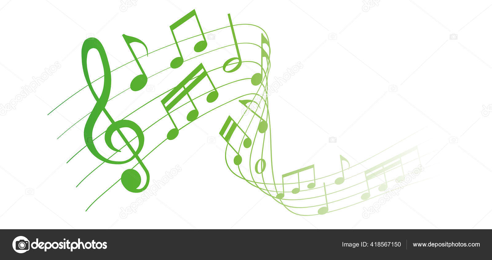 Green Musical Notes Melody White Background Vector Illustration Stock ...