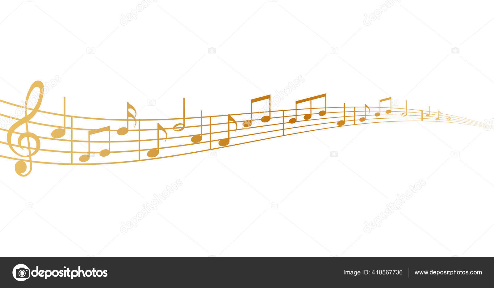 Notas Musicales Doradas Melodía Sobre Fondo Blanco Ilustración Vectorial Vector de stock por ...