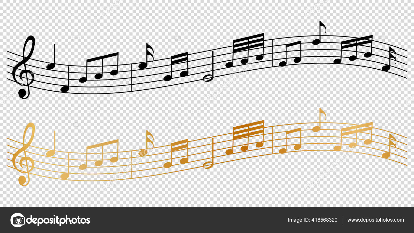Notas Musicales Transparentes Notas Musicales Negras Y Marrones, Clave