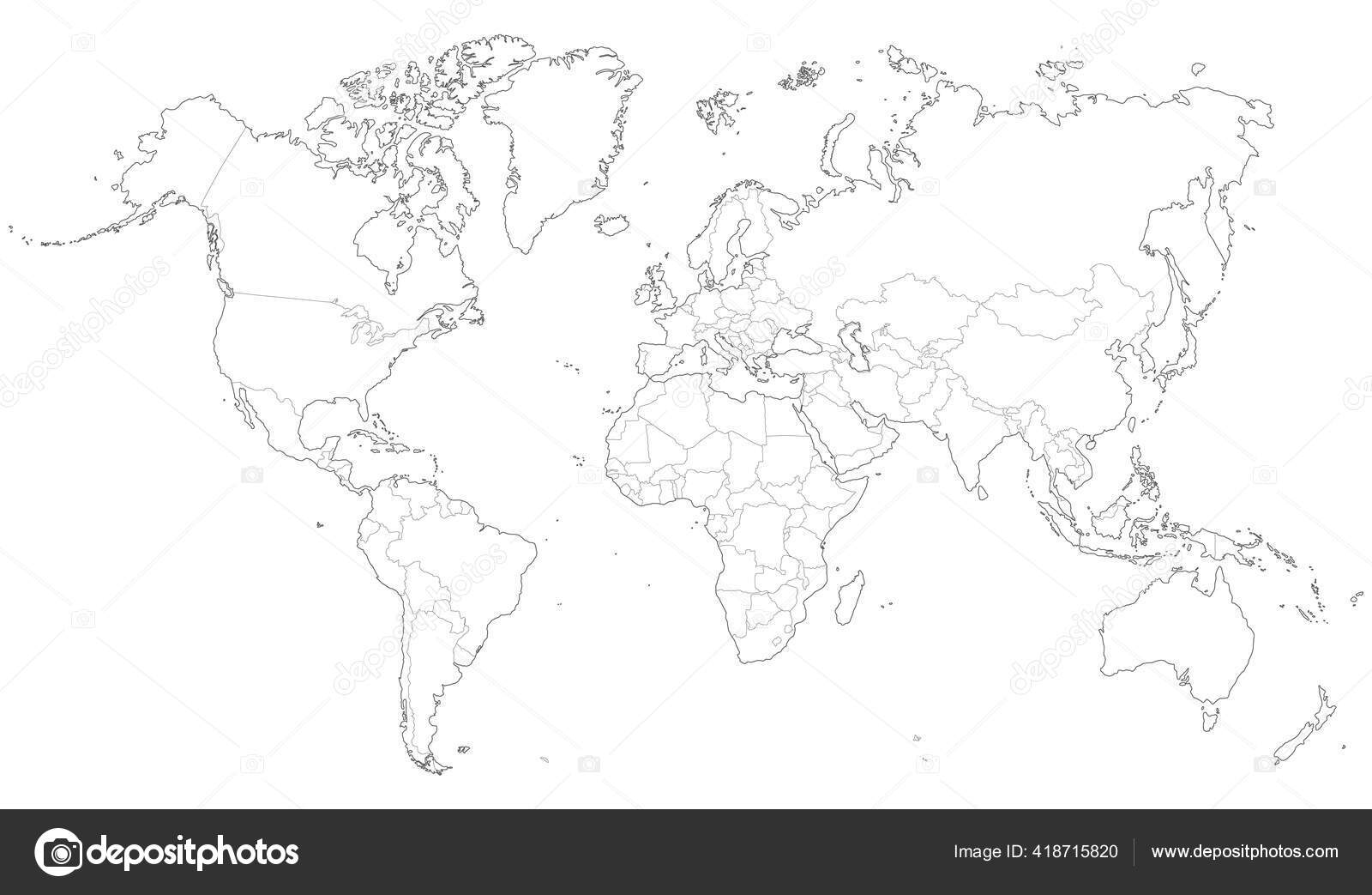 High Detail World Map Vector Illustration Earth Map Stock Vector Image ...