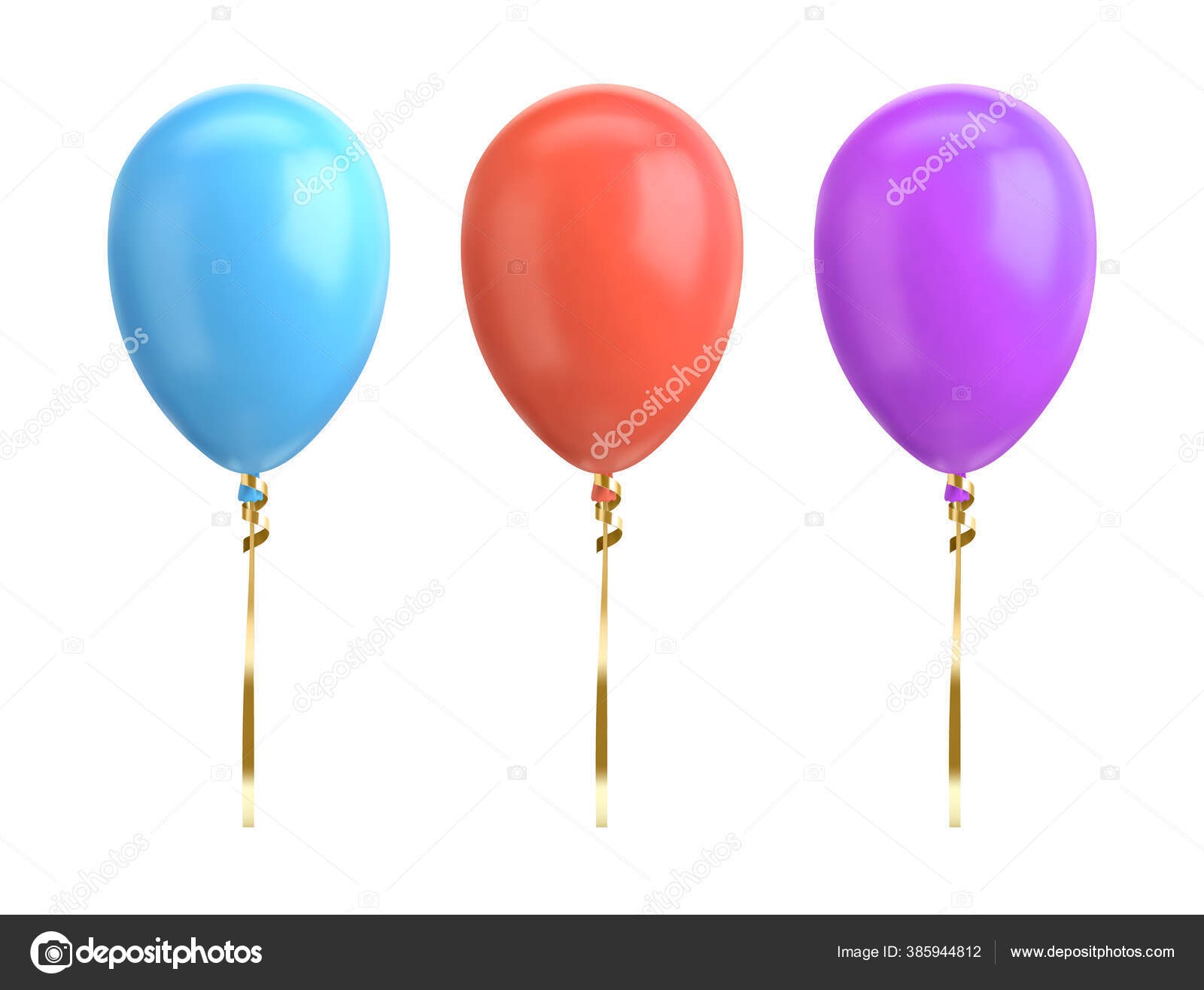 Blue Red Violet Balloon Vector Illustration White Background Glossy ...