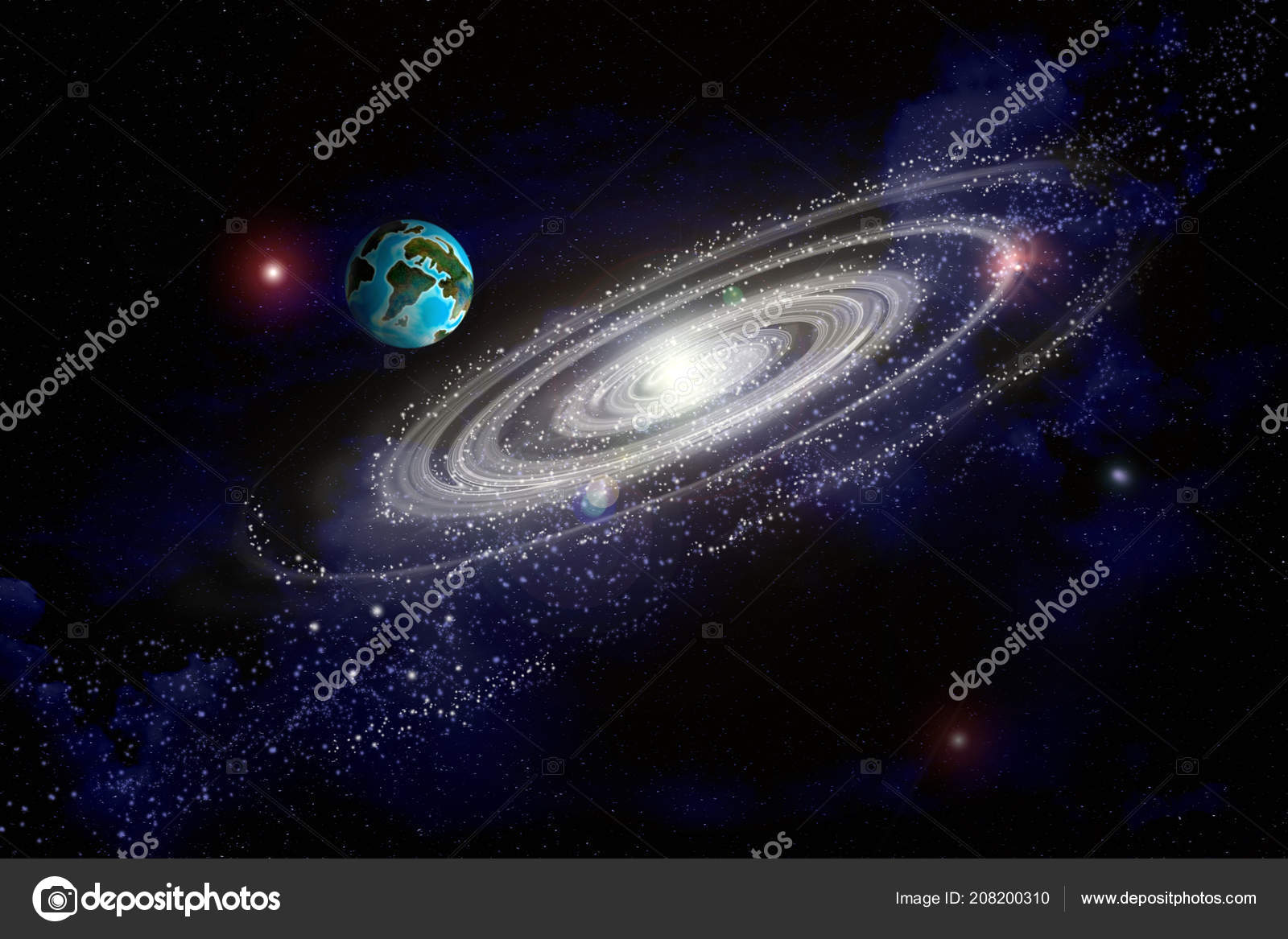 Abstract Illustrated Image Planet Earth Open Space Stars — Stock Photo ...