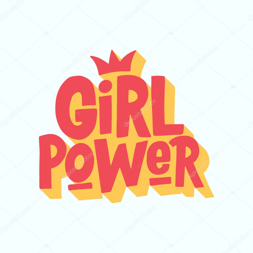 Poder femenino. Eslogan tipográfico aislado dibujado a mano. Cartoon ...