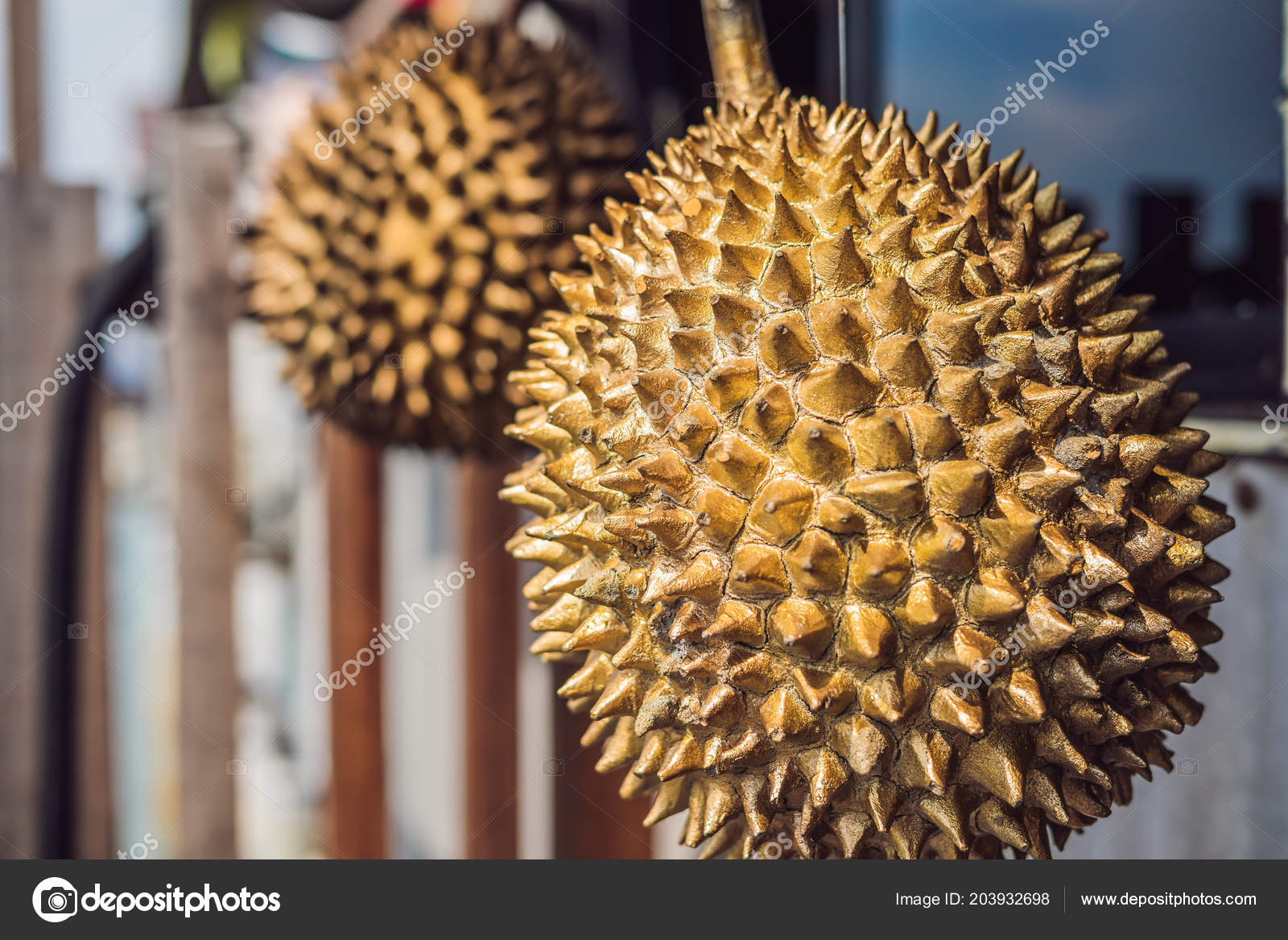 Golden Durian Fruit Asia Durian Painted Gold Paint Stock Photo by ...