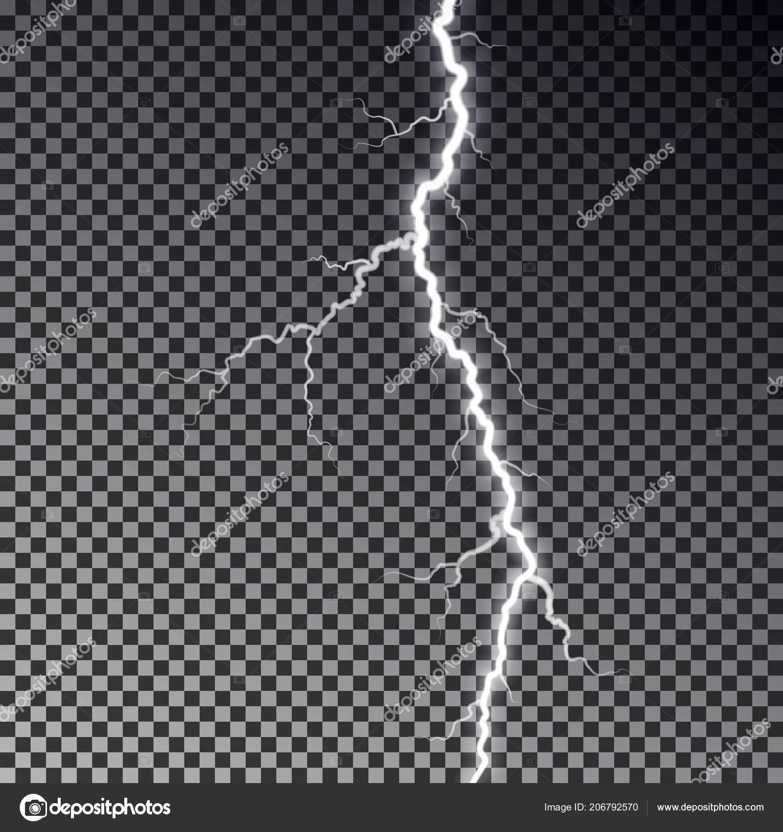 Image vectorielle Foudre isolée sur fond sombre à carreaux. Effet flah ...