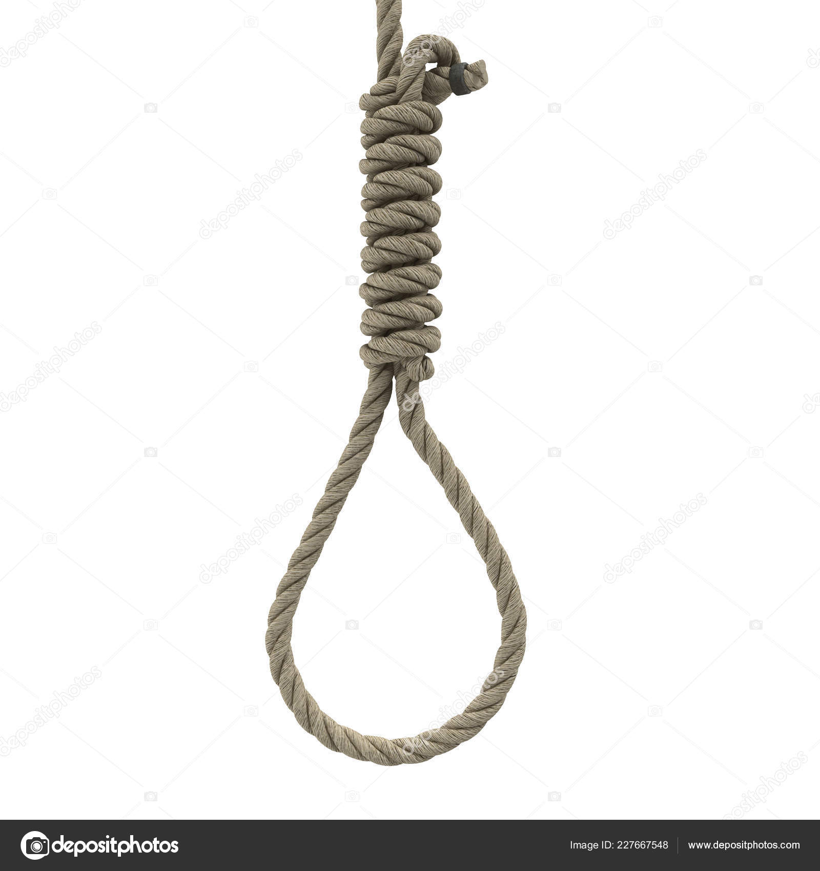 Rope loop on the neck on an isolated white background. 3d illustration ...