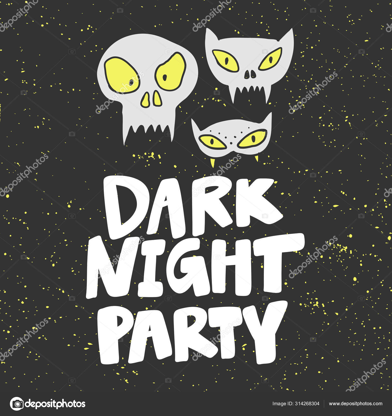 Dark night party. Halloween Sticker for social media content. Vector ...