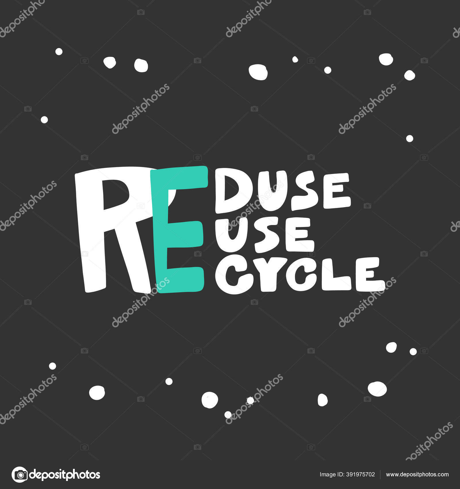 Reduse Reuse Recycle. Sticker for social media content. Vector hand ...