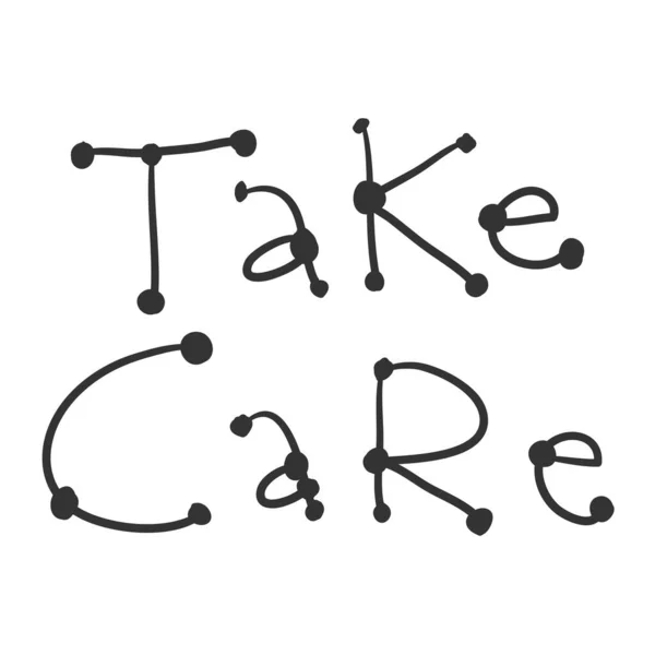 Take care. Sticker for social media content. Vector hand drawn ...