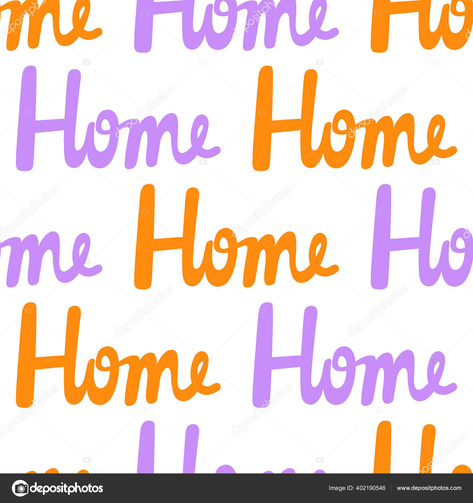 Home. Vector seamless pattern with calligraphy hand drawn text. Good ...