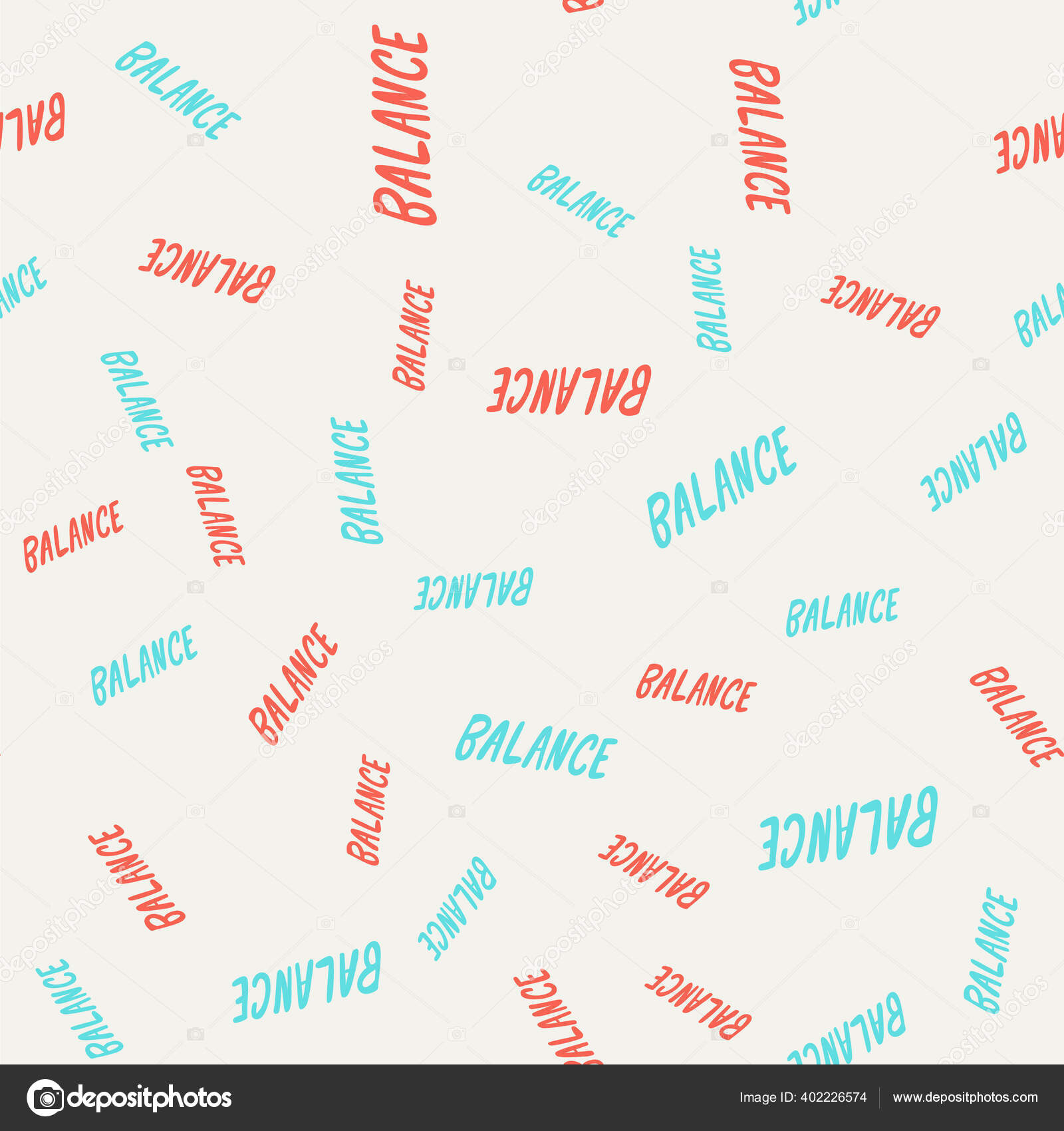 Balance. Vector seamless pattern with calligraphy hand drawn text. Good ...