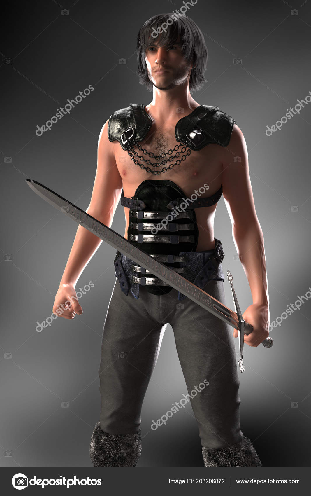 Full Figure Cgi Medieval Style Fantasy Warrior Figure Ideal Highlander ...