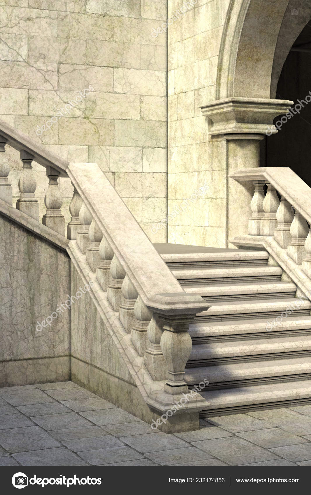 Illustration Castle Staircase Ideal Backdrop Design Work Including Book ...