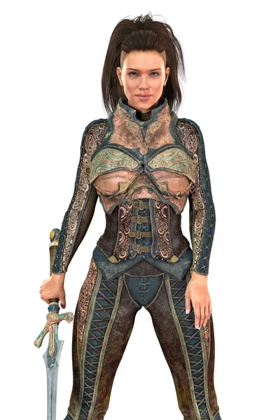 Beautiful Scarred Female Urban Fantasy Paranormal Character Kneeling