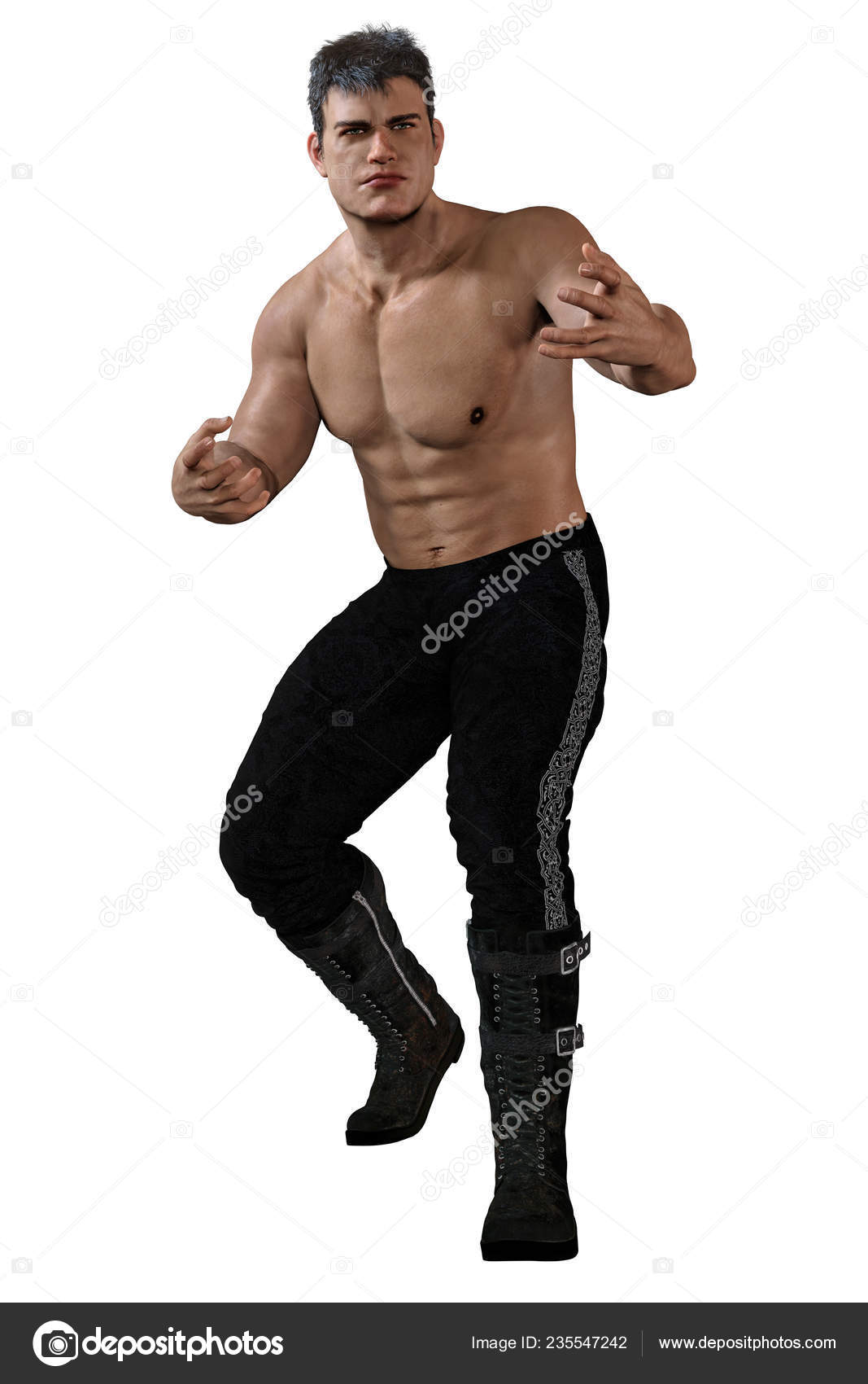 Full Figure Cgi Shirtless Fantasy Handsome Man Ideal Urban Fantasy ...