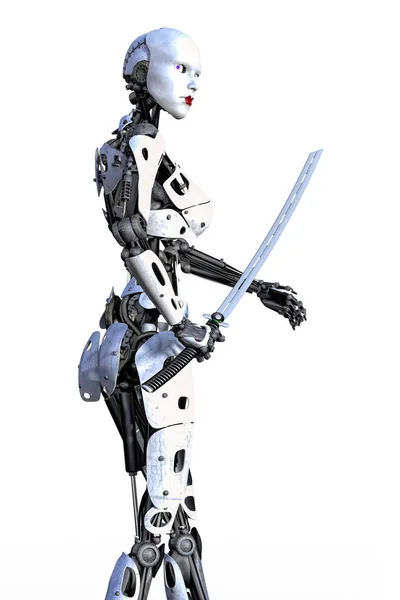 Side View Female Robot Isolated White Background One Series Stock Photo ...