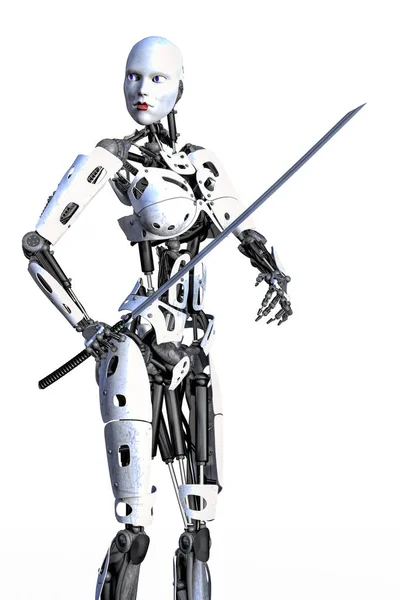 Side View Female Robot Isolated White Background One Series Stock Photo ...