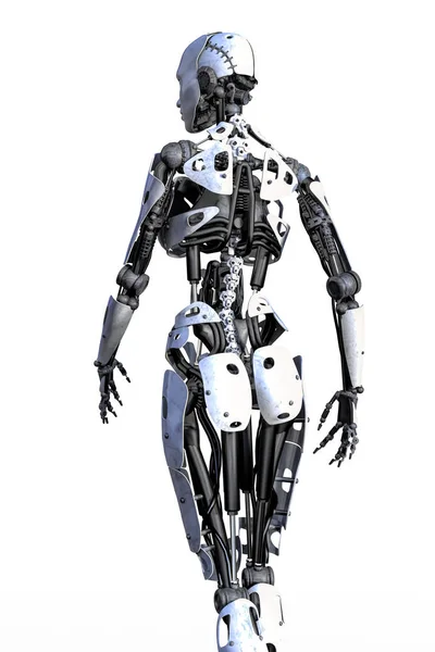Side View Female Robot Isolated White Background One Series ⬇ Stock ...