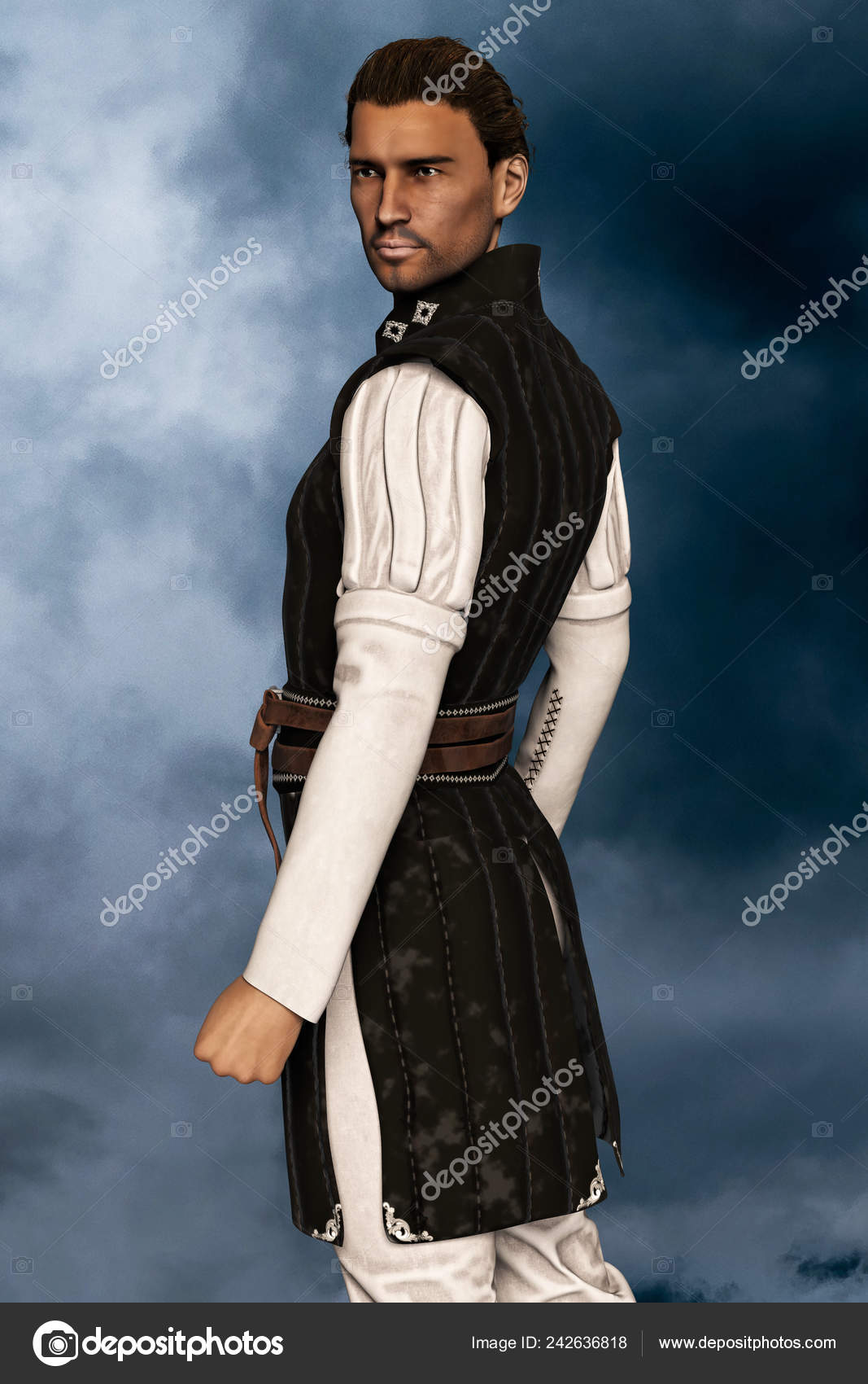 Illustration Of A Handsome Medieval Fantasy Style Man Wearing Royal Or ...