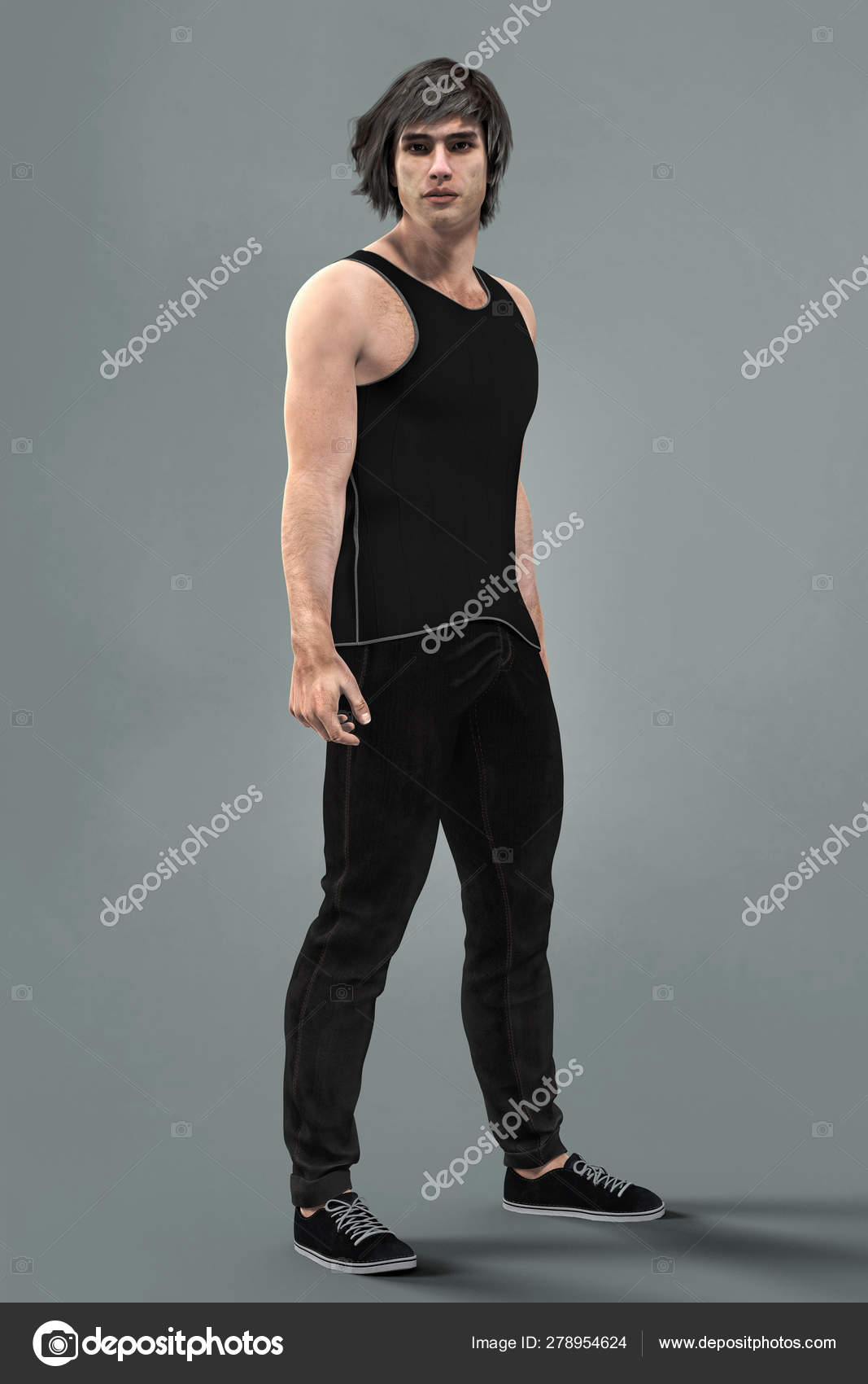Handsome CGI man with his arms by his side Stock Photo by ©MerryDesigns ...