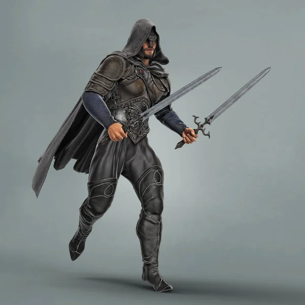 Rendering of a fantasy medieval knight in armor with crossed swords ⬇ ...