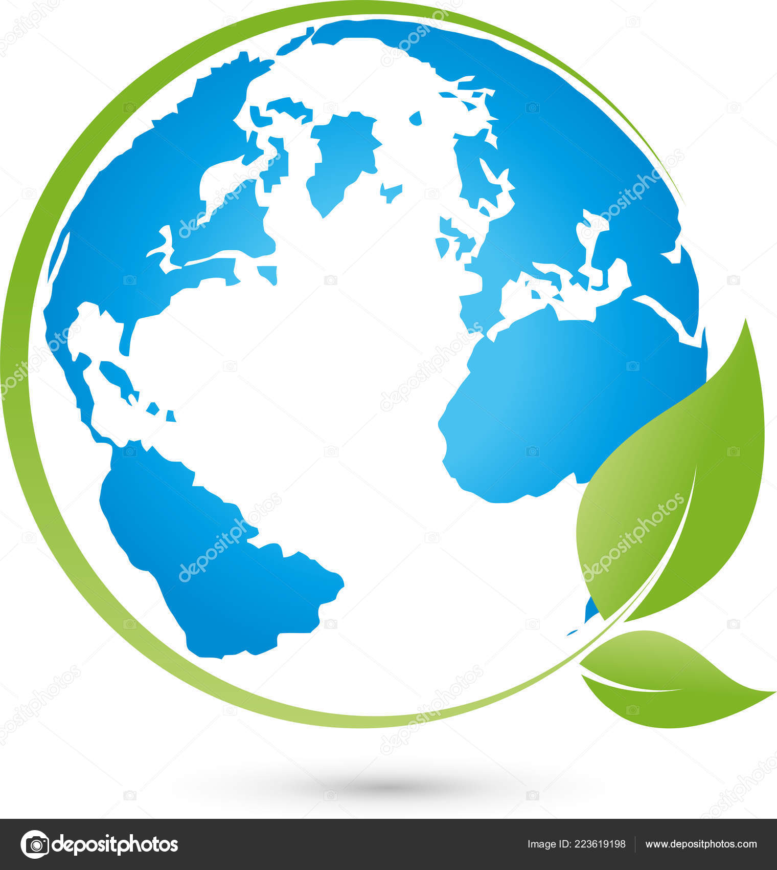 Blue World Logo With Leaves