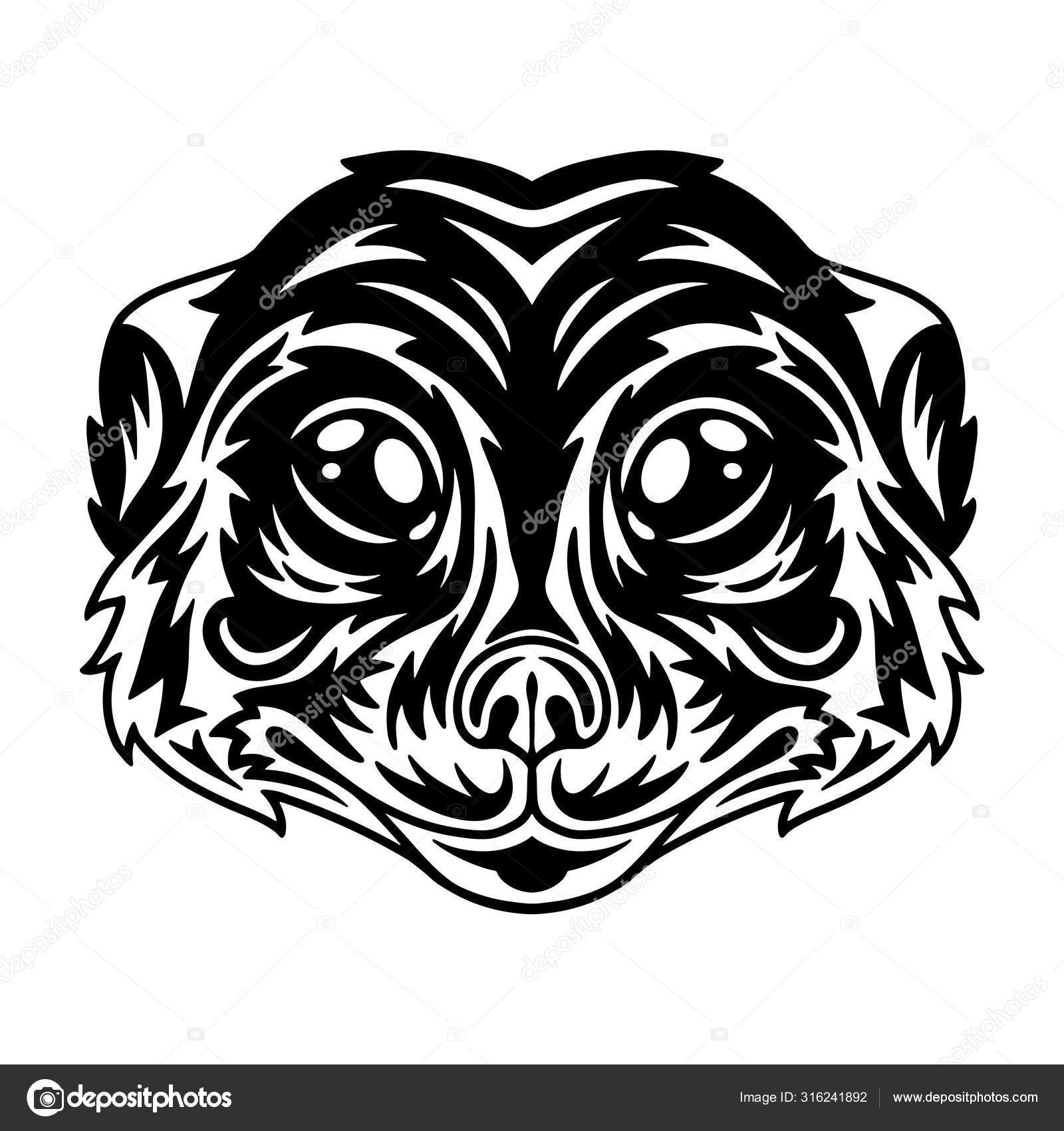 Meerkat face. Design element for poster, card, banner. — Stock Vector ...